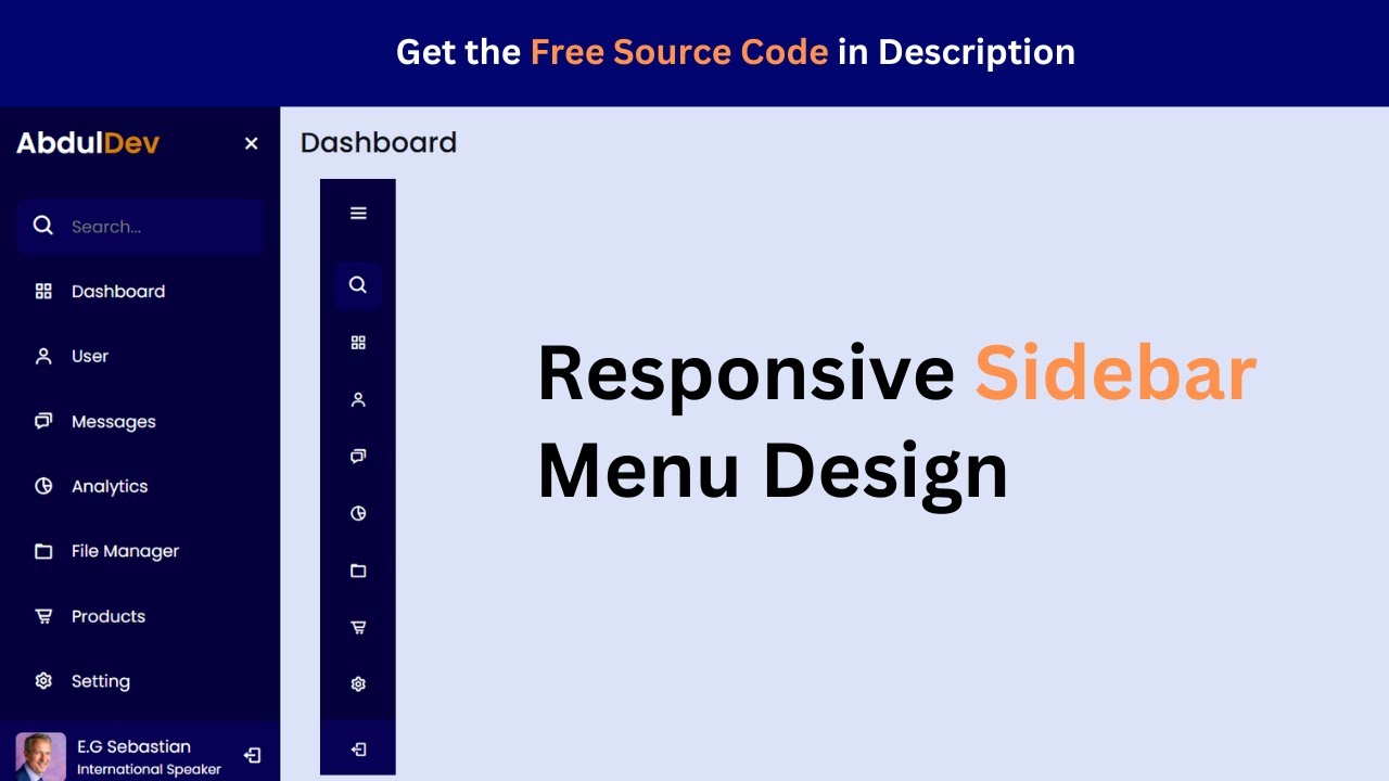 Responsive Sidebar Menu Design Using HTML, CSS and JavaScript | Free Source Code