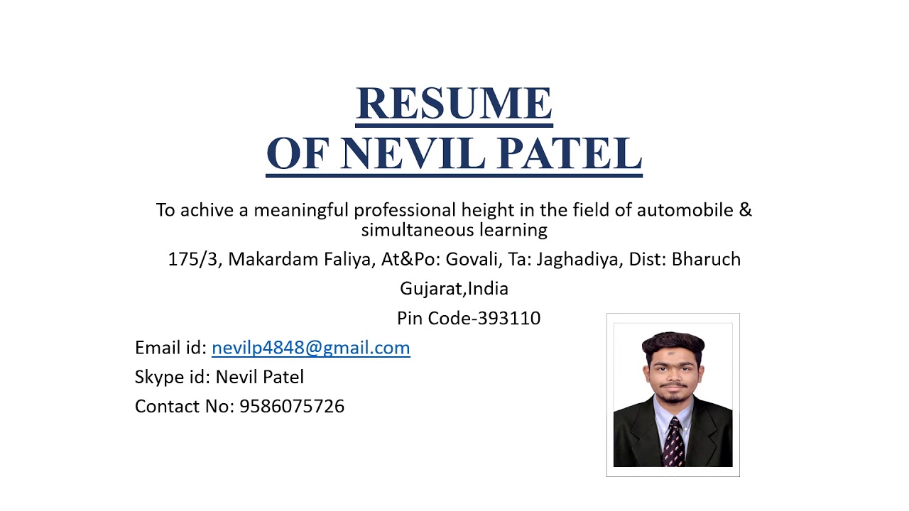 Nevil Patel | Visual Profile with leadership skill