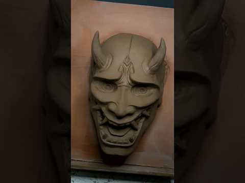 sculpting ONI MASK 👹 #sculpture #oni #art #mask