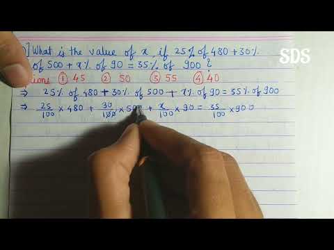 What is the value of x, if 25% of 480+ 30% of 500+ x% of 90 = 35% of 900?