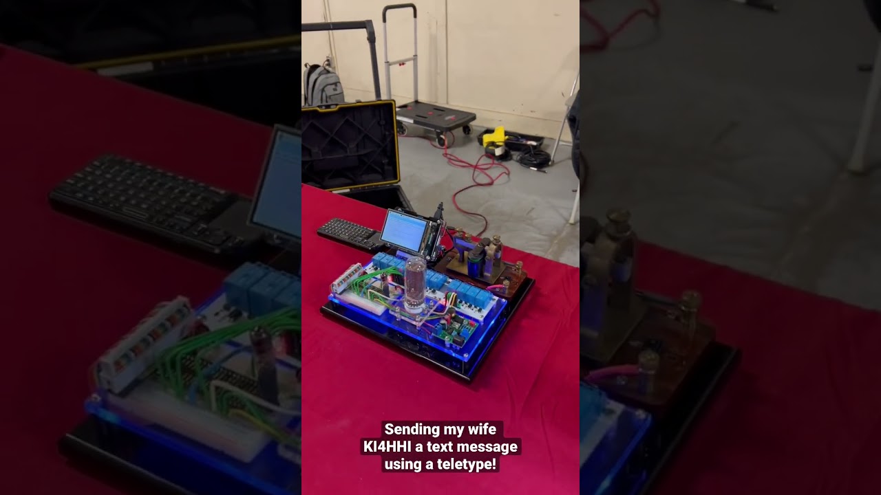 Sending my wife KI4HHI a text message via teletype from the Gwinnett TechFest with N4TTY #hamradio