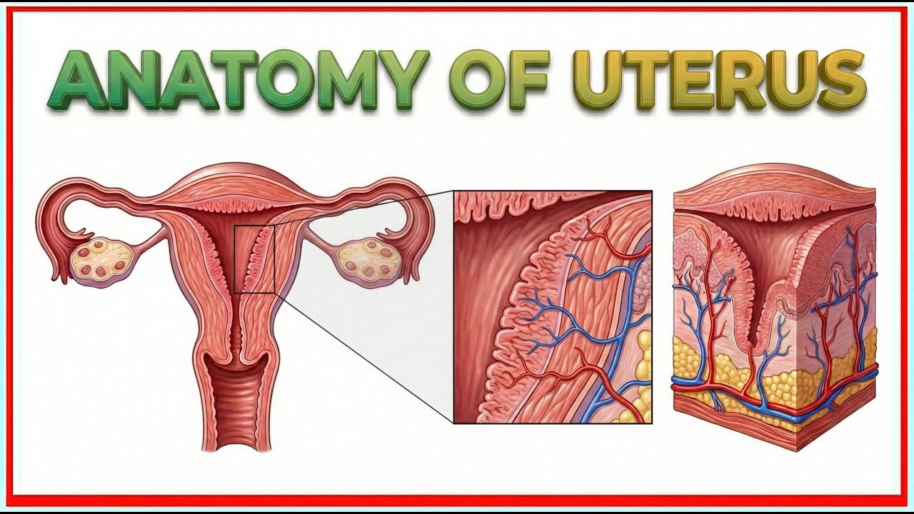Anatomy of Uterus - Parts and position, Blood supply, Nerve supply, Lymphatic drainage - Part 1