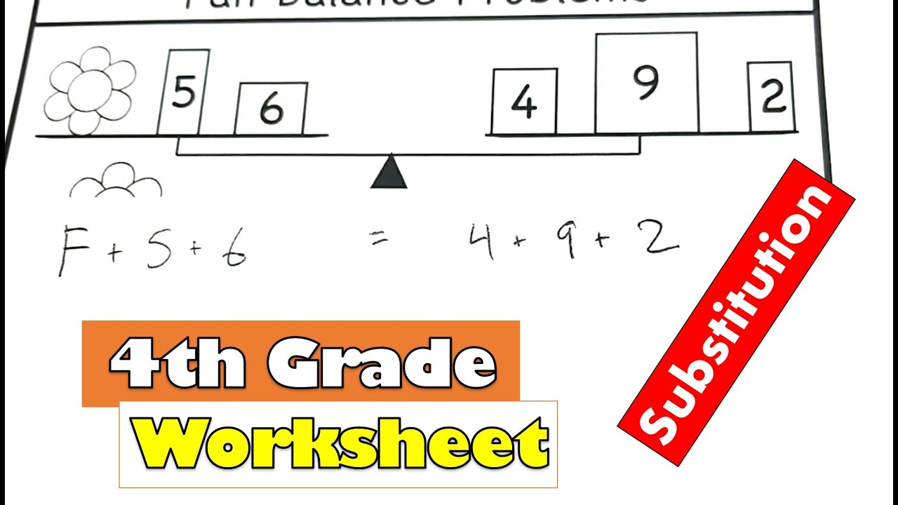 4th Grade Math - Basic Substitution Worksheet | Pre Pre-Algebra