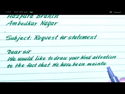 Bank statement Request Letter to the Bank manager. Request for Bank statement.