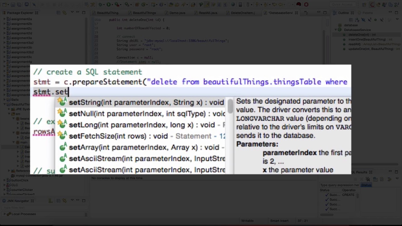 JavaEE Web App 10 - Database 8 - create a delete method in a database java class