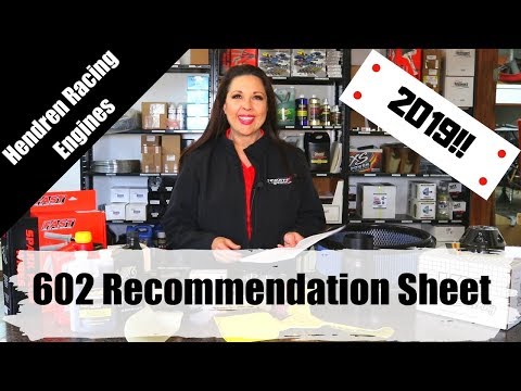 Hendren Racing Engines 602 Recommendation Sheet