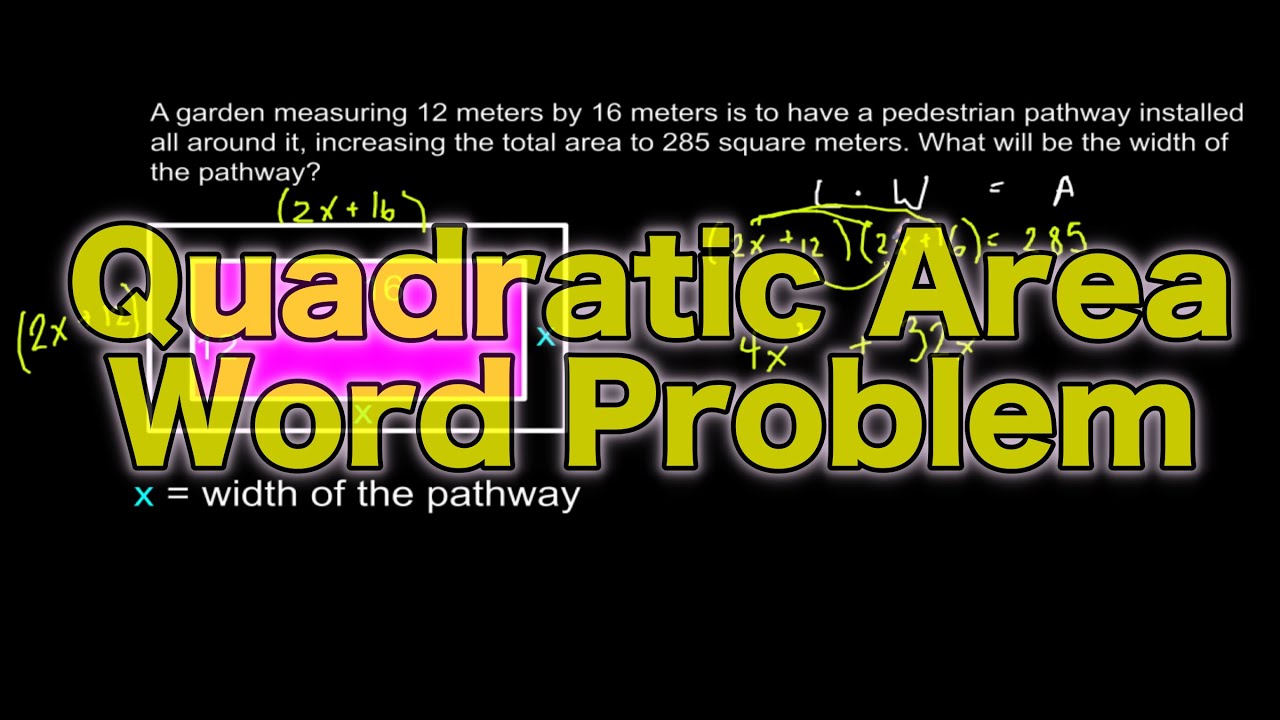 Quadratic Equation Area Word Problem
