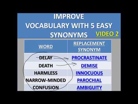 Five Important Easy Synonyms for Improving Vocabulary Video Two