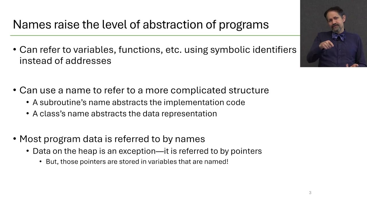 PLP 3.1: Names, Scopes, and Binding