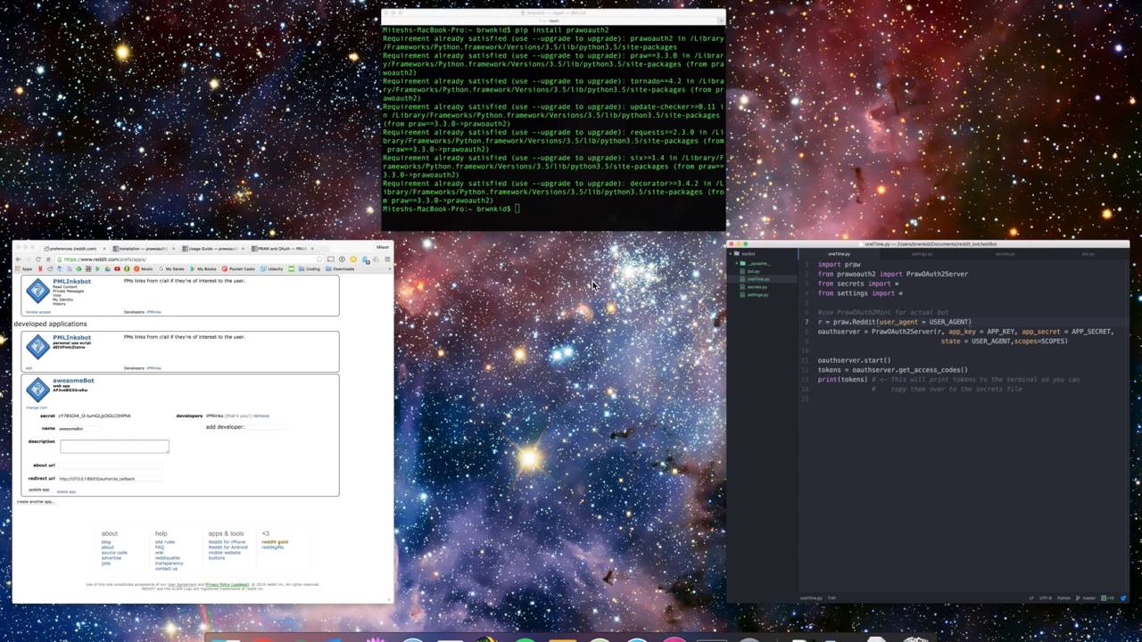 Prawouath2 tutorial for Python Reddit Bot