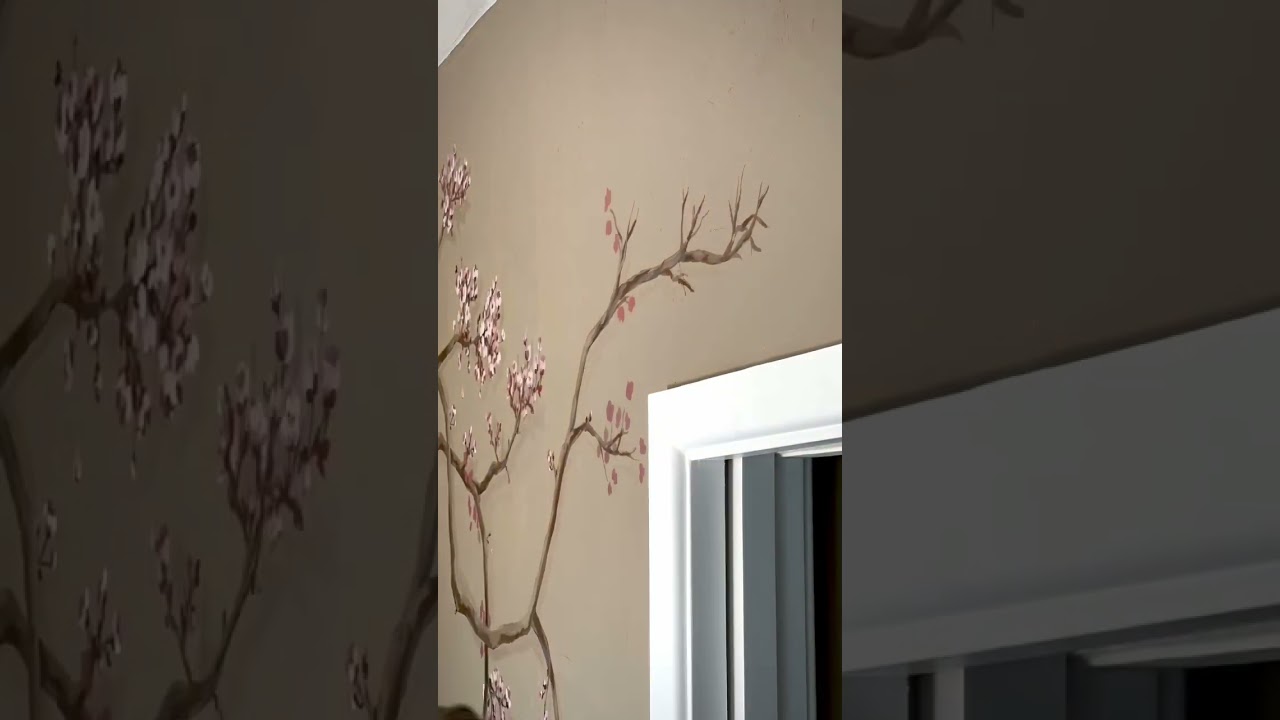 Hand painted cherry blossom wall mural - Bland Design