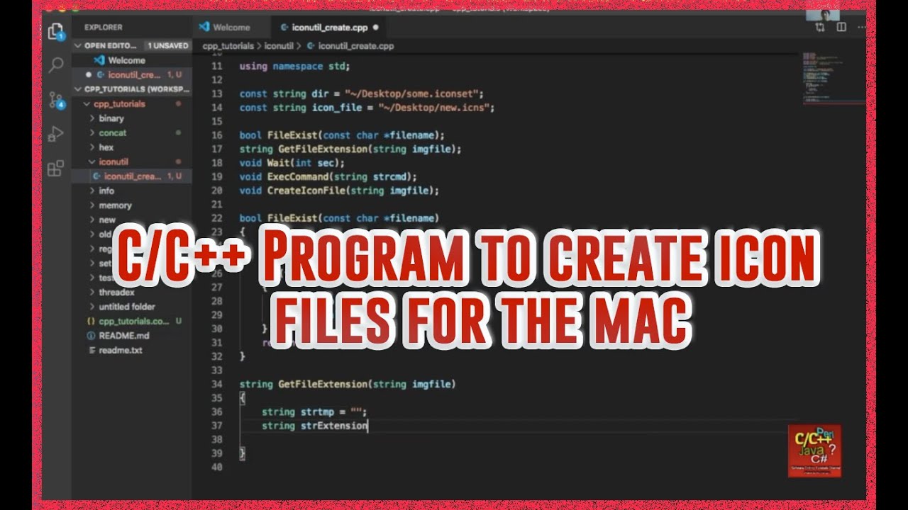 How to write a C/C++ program to create or generate icon files for macOS | Software Coding Tutorials