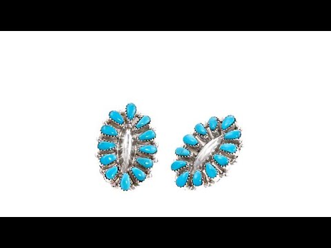 Chaco Canyon Zuni Turquoise Cluster Stud Earrings