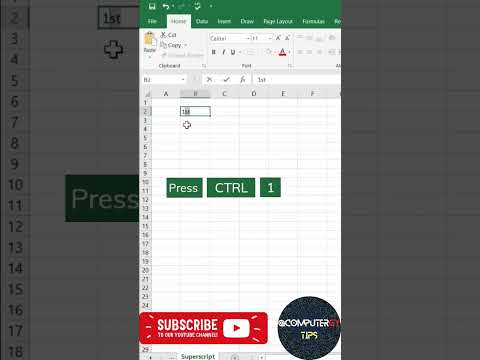 Excel Format Text as SuperScript