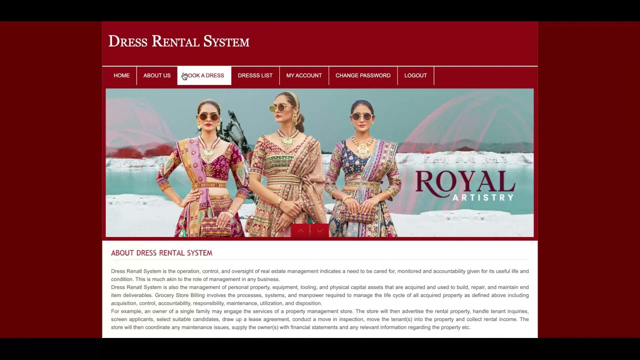 Dress Rental System - PHP MySQL Latest Project