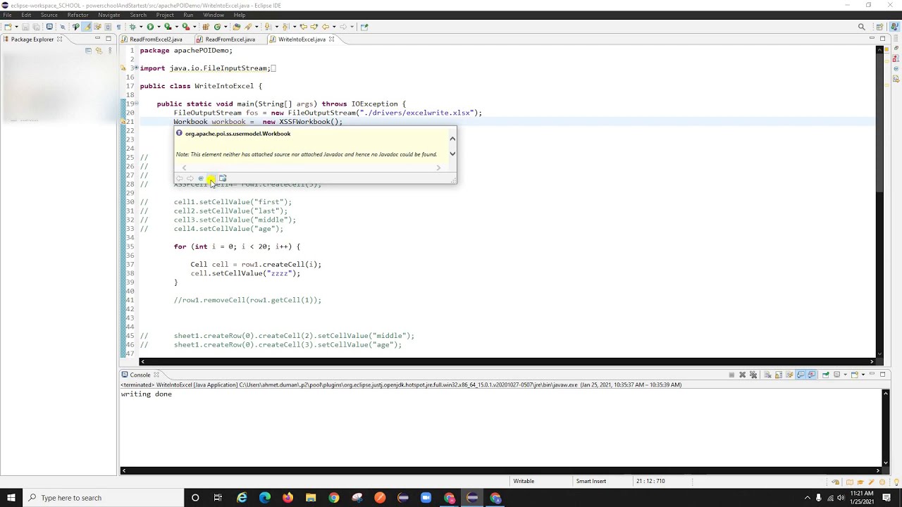 attach java doc to APACHE POI