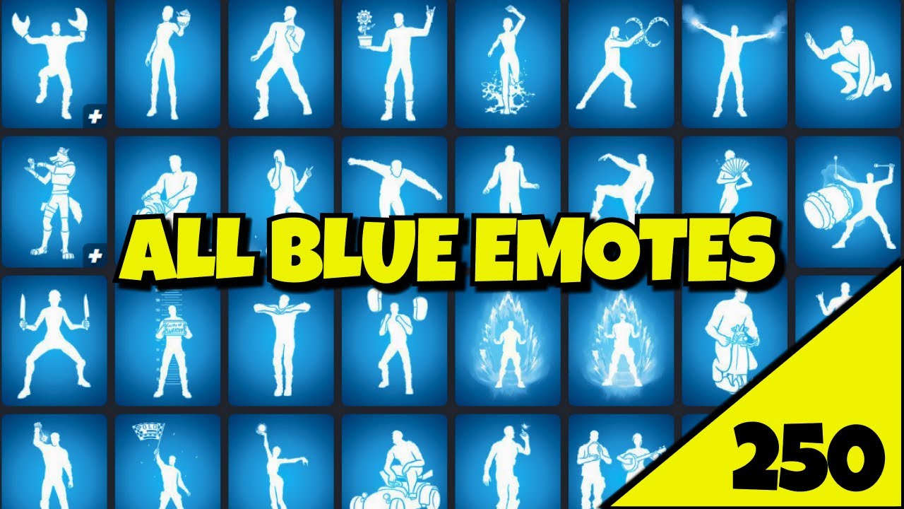ALL 250 *RARE* RARITY 💙 FORTNITE EMOTES (Blue Fortnite Emotes)