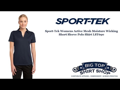 Sport-Tek Womens Active Mesh Moisture Wicking Short Sleeve Polo Shirt LST690