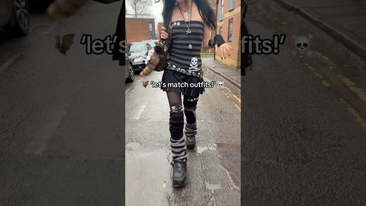 coordinated outfits; opposite styles🖤‼️☆ #alt #alternativefashion #outfitideas #emo #ootd #friends