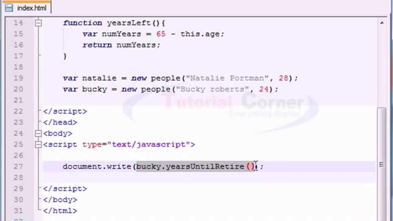 JavaScript Video Tutorial – 27/40. Adding Methods to Our Objects