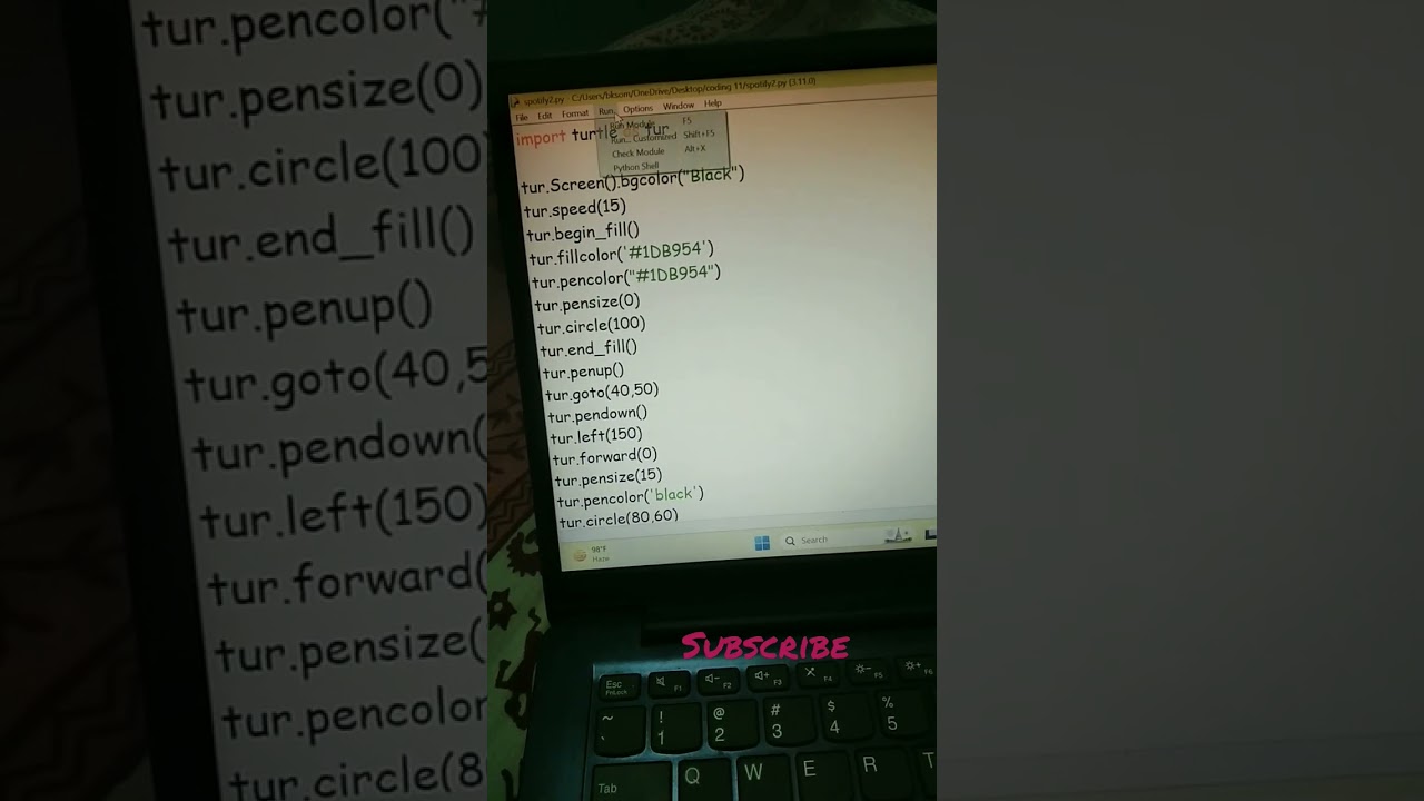 Spotify logo using python #idle #coding #python #viral #pythonprogram #logodesign #code