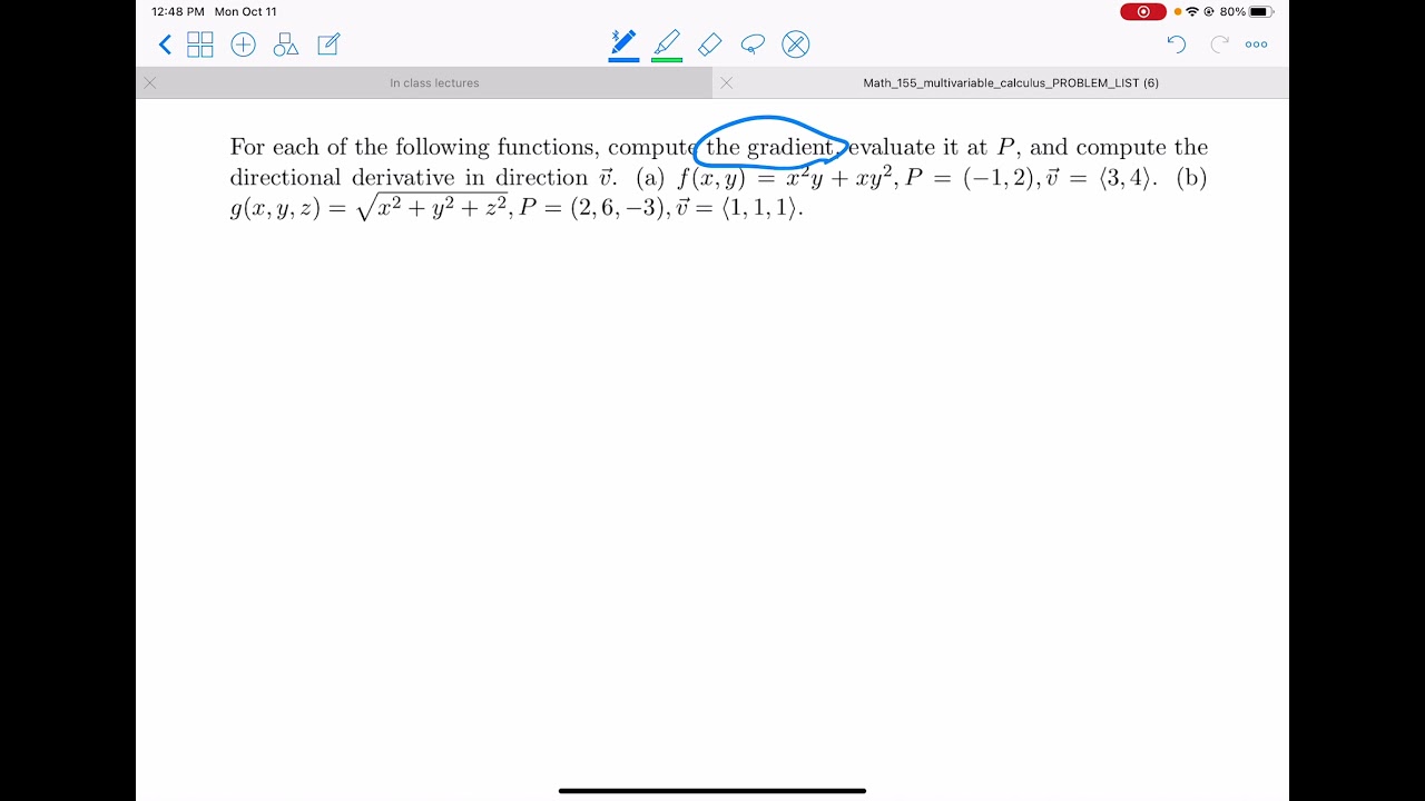 Problem 33. Gradient, directional derivative