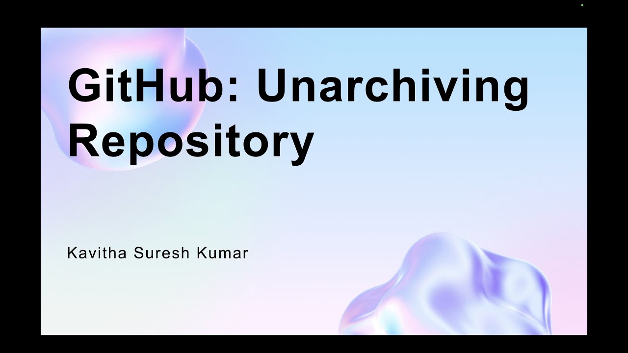 GitHub: Unarchiving Repository