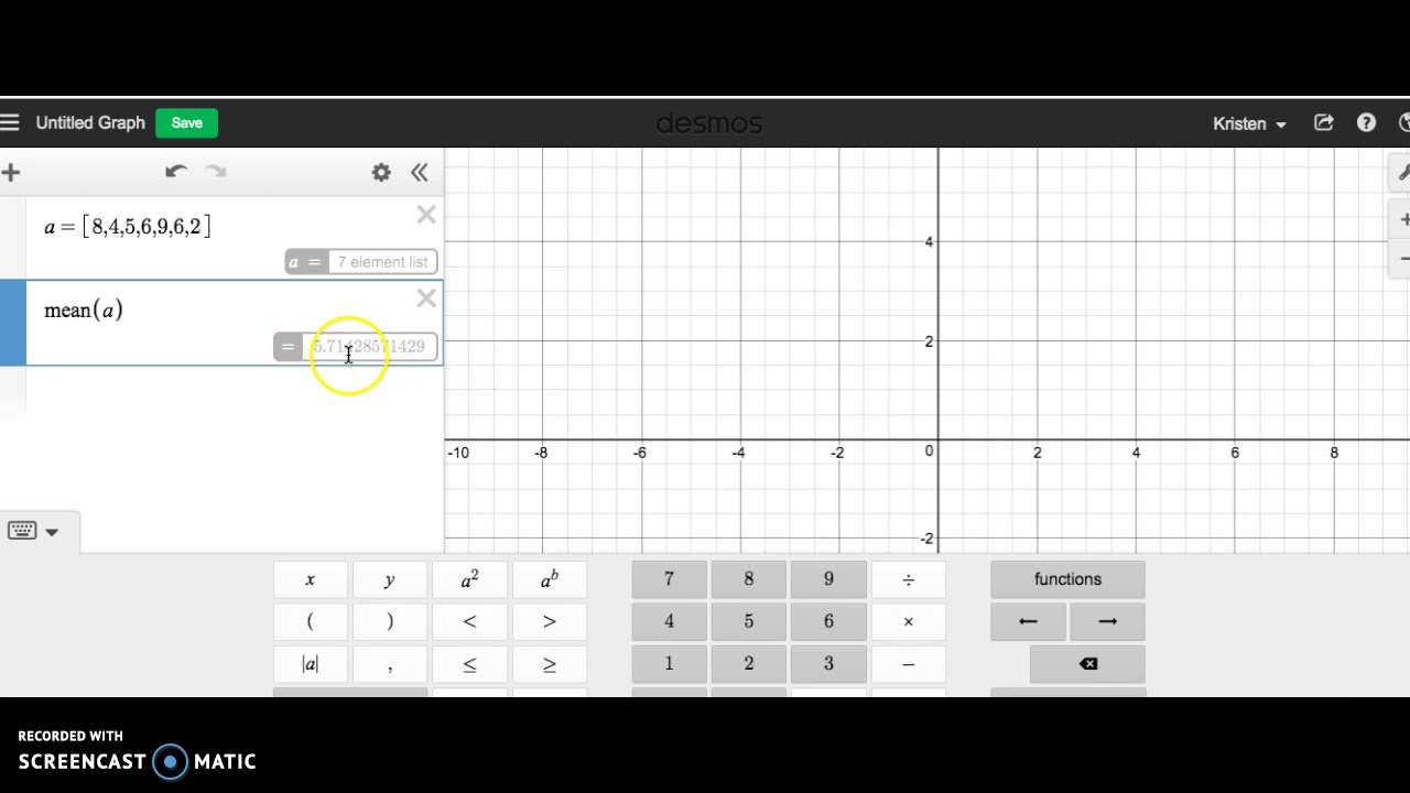 Finding one variable statistics in Desmos
