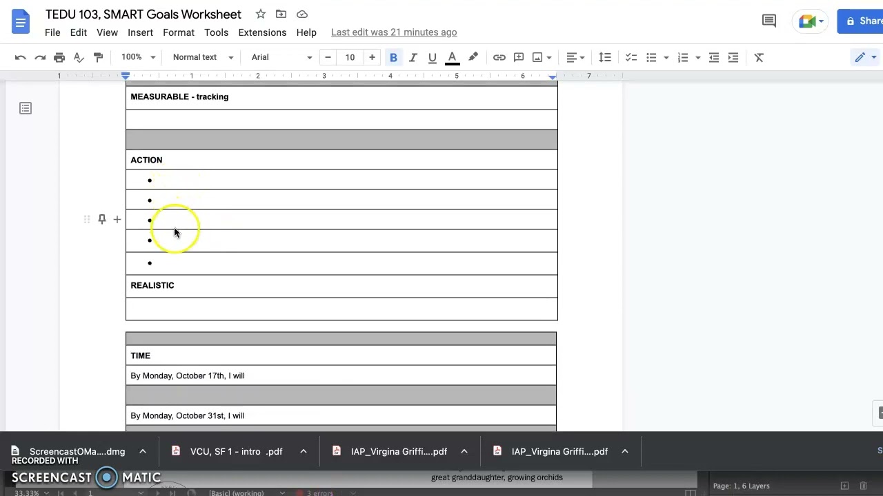 TEDU 103 - SMART Goals Worksheet