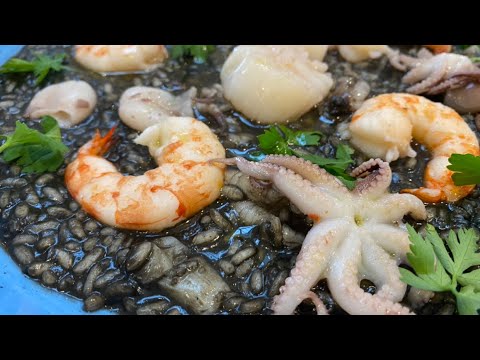 The best risotto Nero Di sepia - black squid ink risotto with seafood