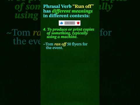 10 Arti "Run Off" Dijelaskan dengan Kalimat Sederhana #phrasalverb #runoff