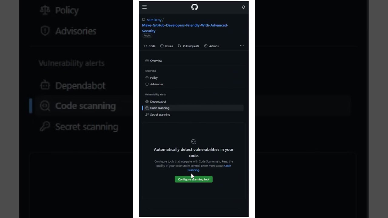 Setup Code scanning in GitHub