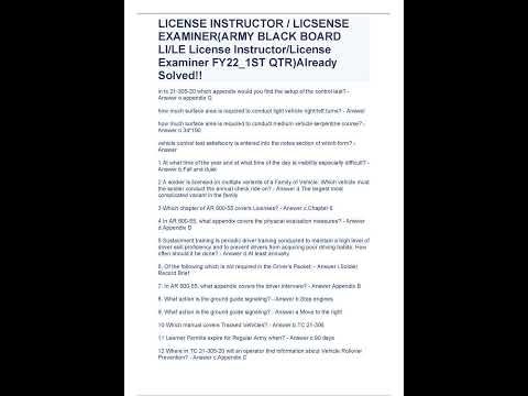 LICENSE INSTRUCTOR LICSENSE EXAMINERARMY BLACK BOARD LILE LICENSE INSTRUCTORLICENSE EXAMINER FY22 1S