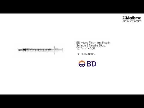 BD Micro Fine 1ml Insulin Syringe Needle 29g x 12 7mm x 100 324805