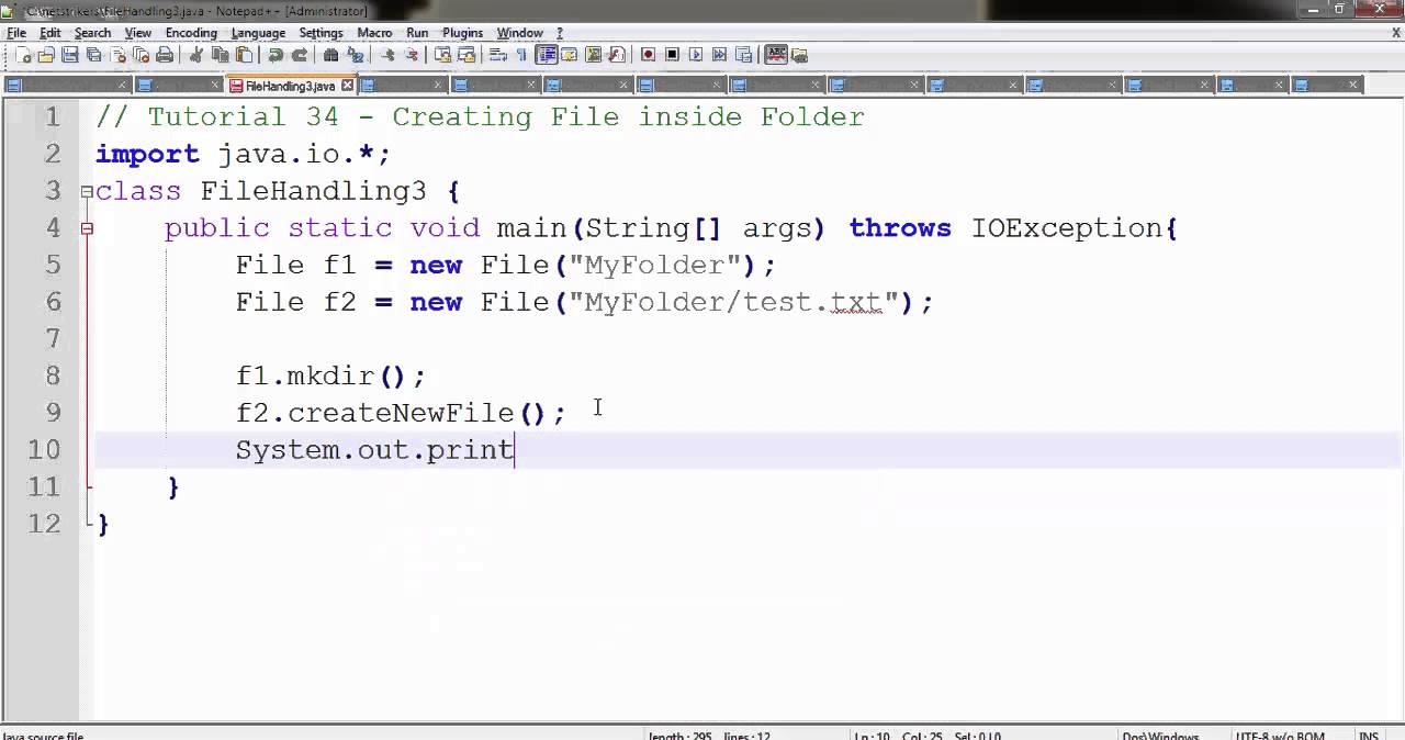 Java Programming Tutorial 34 - Creating File inside the Folder in java