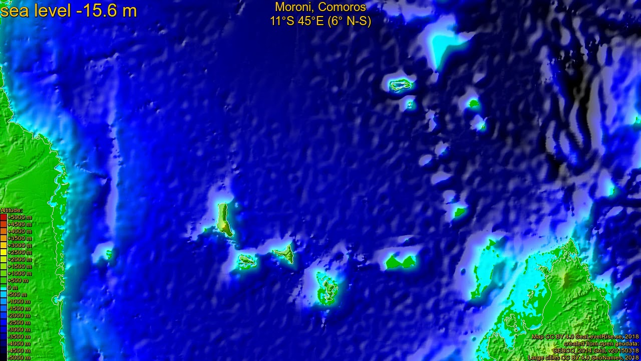 Moroni, Comoros, (z+c) sea level rise -135 - 65 m