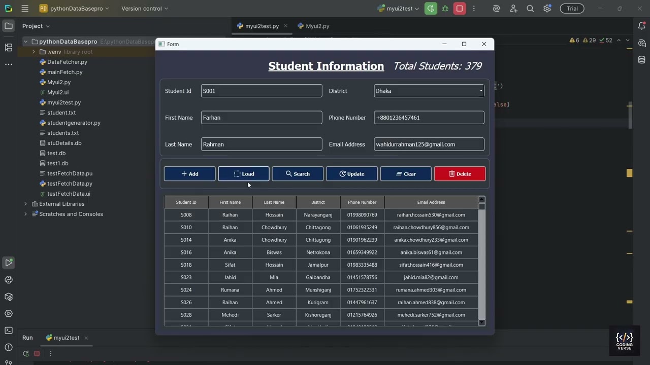 Student Management System with Python and PyQt5