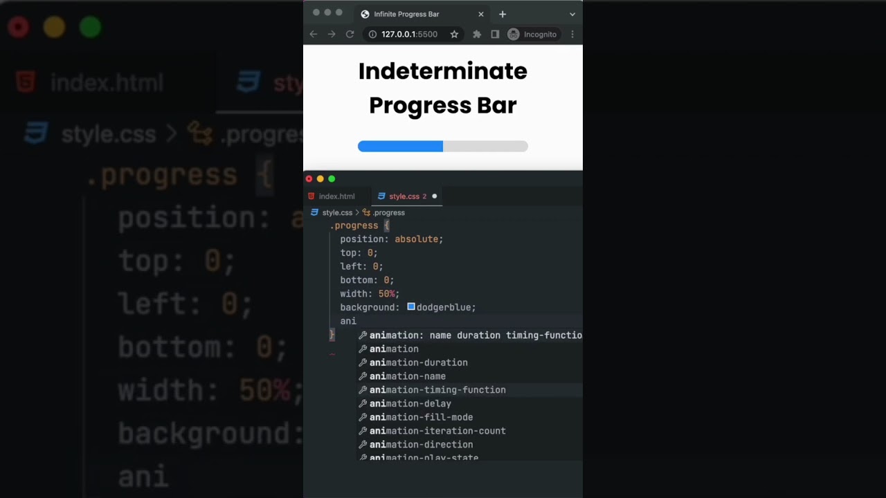 Indeterminate Progress Bar Animation #shorts