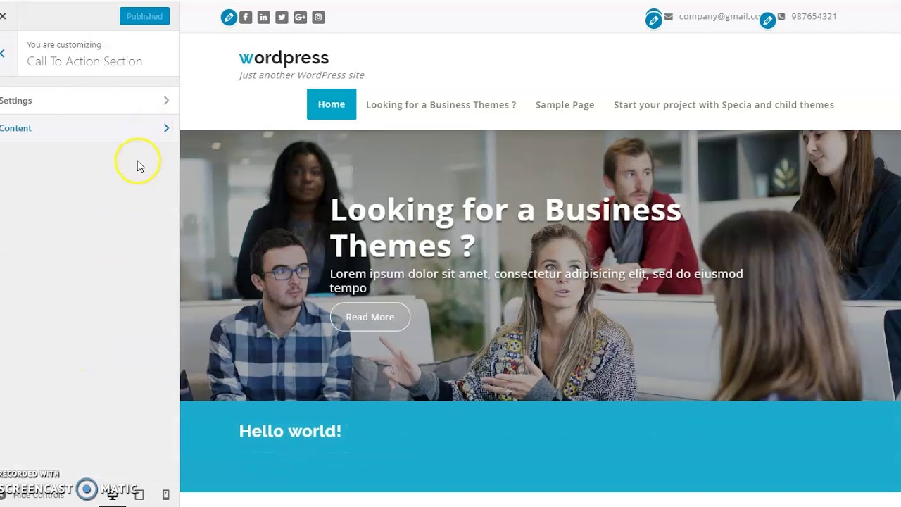 How to Use call to action feature in specia theme