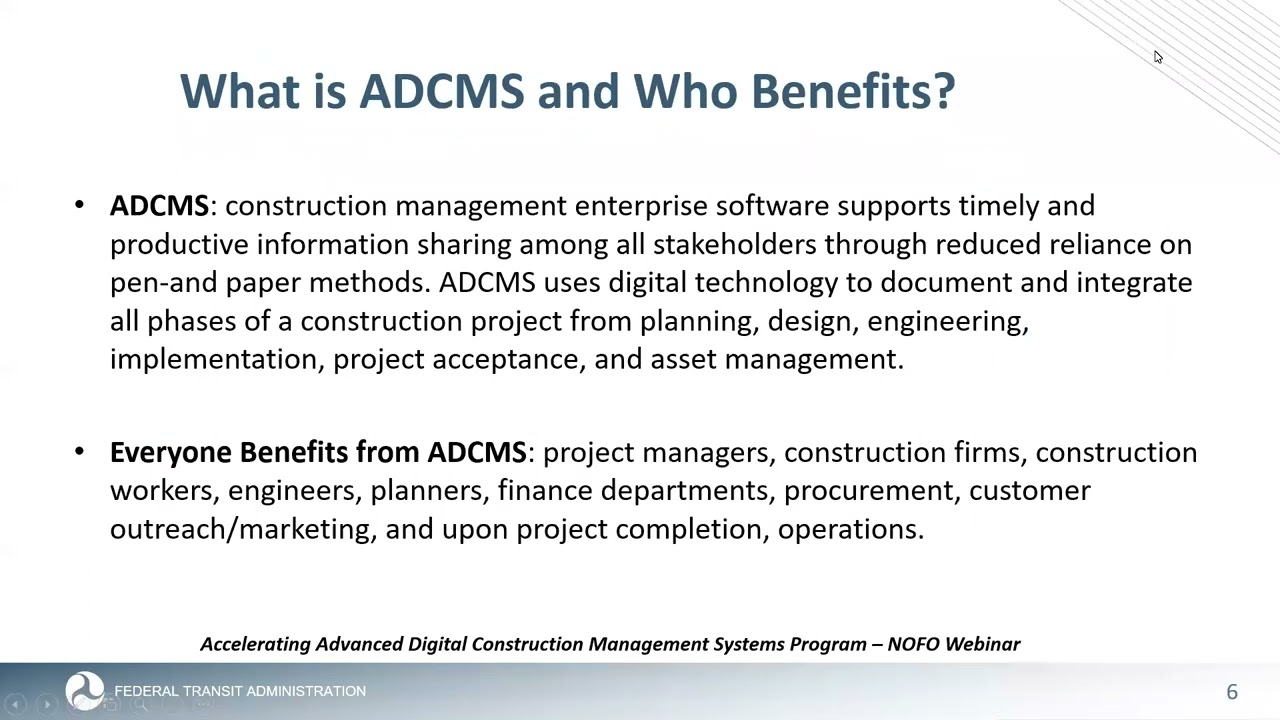 Accelerating Advanced Digital Construction Management Systems (ADCMS) Program NOFO Webinar