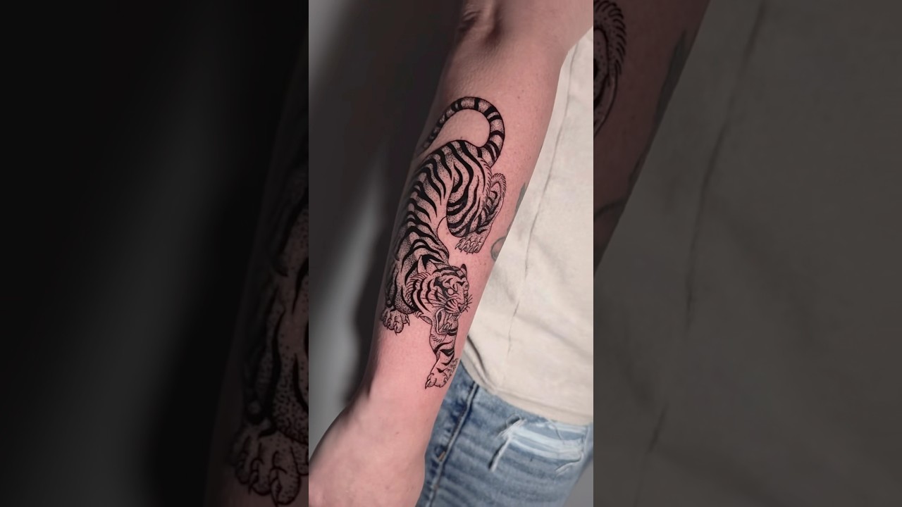 A tiger tattoo #japanesetiger #tigertattoo #blackwork #dotwork #raleighnc #tattooartist