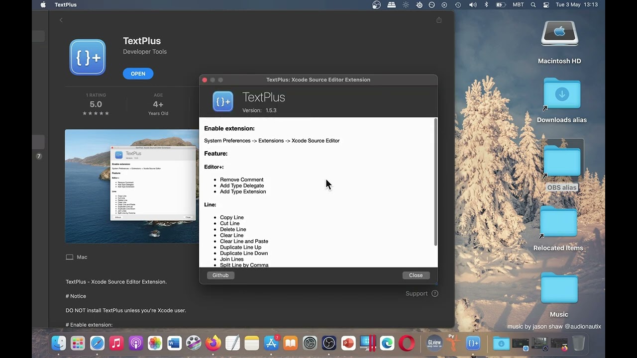 TextPlus Xcode Source Editor Extension Developer Tools App [MAC] Basic Overview - Mac App Store