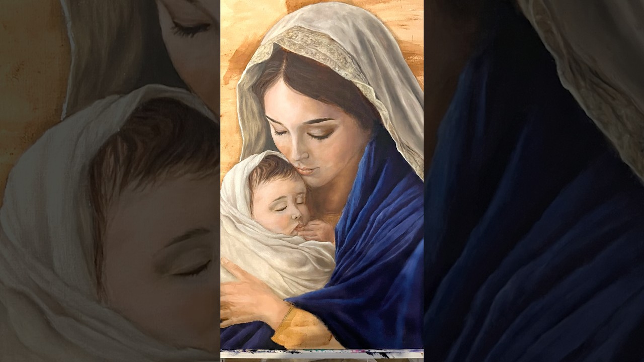 POV: You’re 25 hours into painting the Virgin Mary and Baby Jesus | Christian Fine Art | Catholic