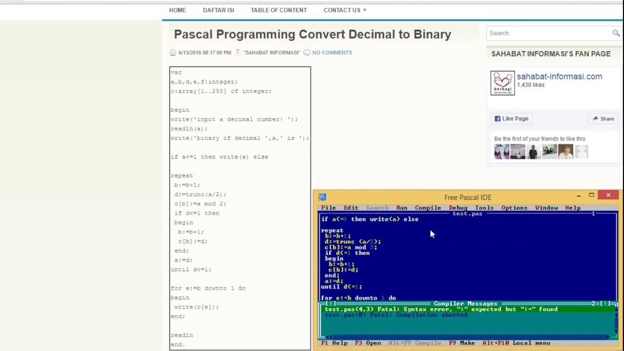 Pascal Programming Convert Decimal to Binary