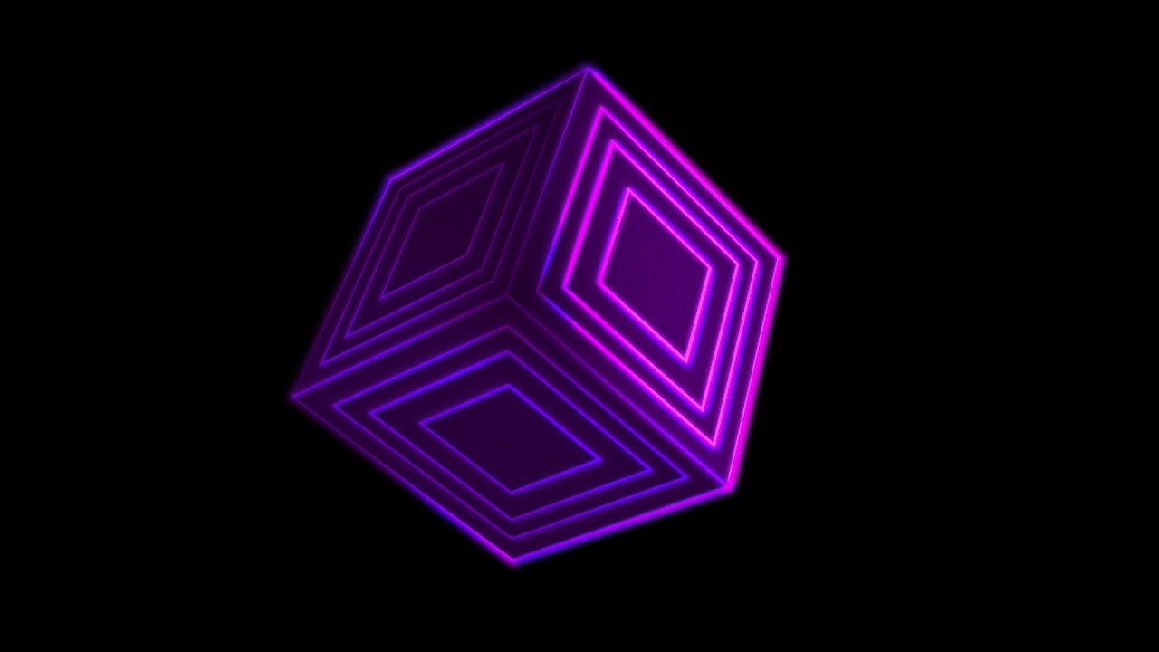 Spinning 3D cube. Blank Background.