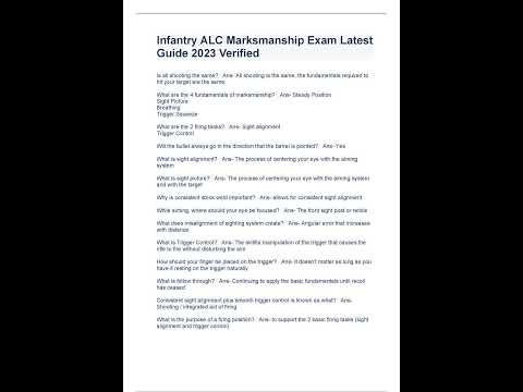 Infantry ALC Marksmanship Exam Latest Guide 2023 Verified