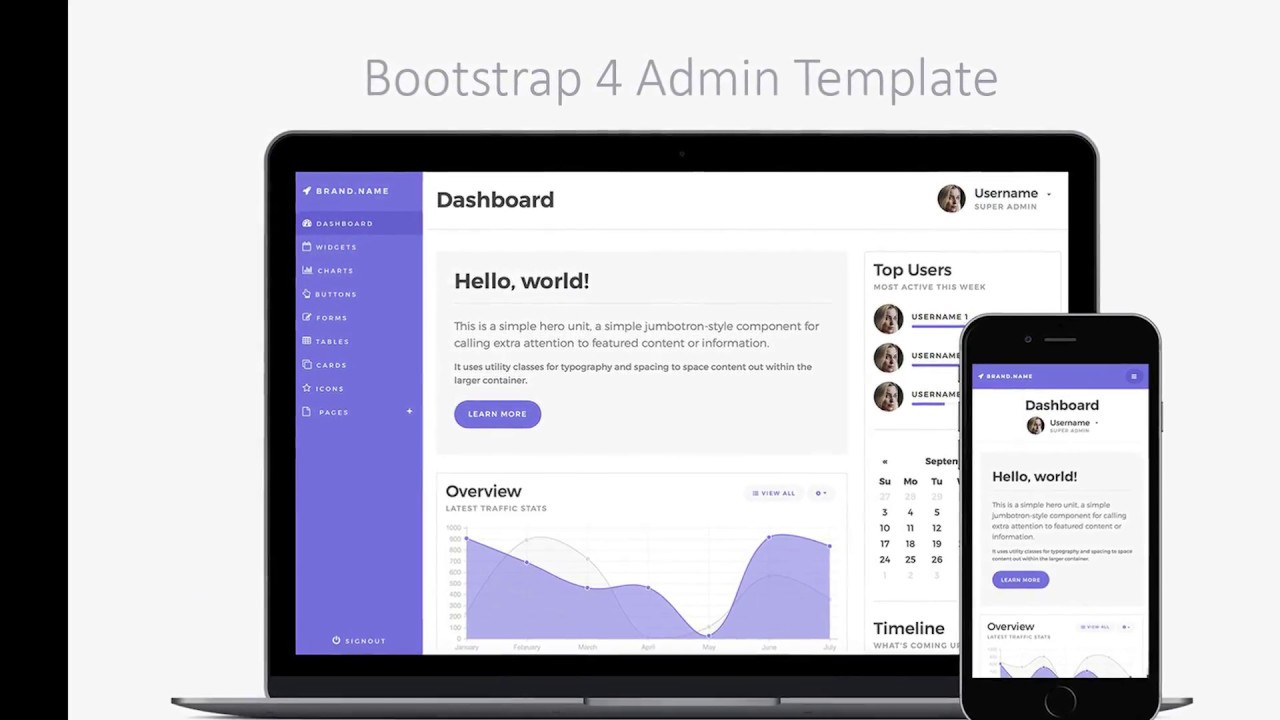 Medialoot Bootstrap 4 Dashboard Overview