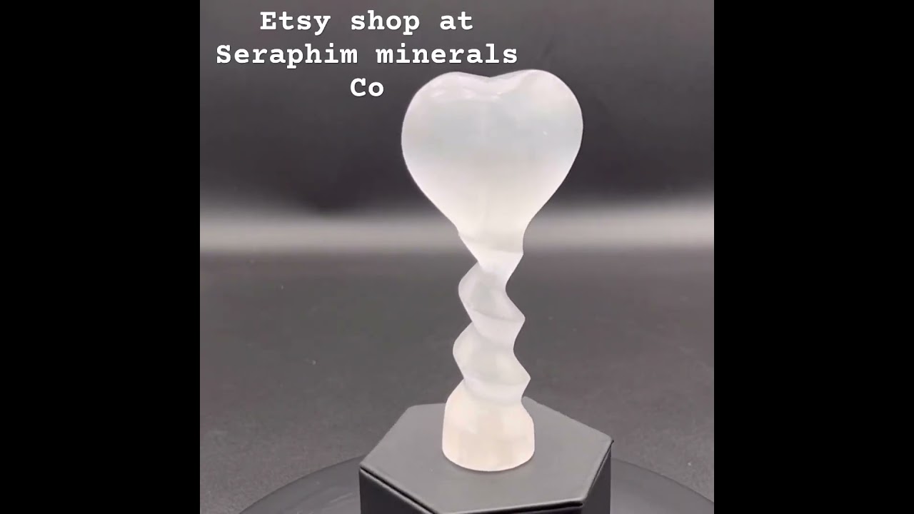 Carved Natural Selenite Heart Charging Tower #shopping #heart #mothersday