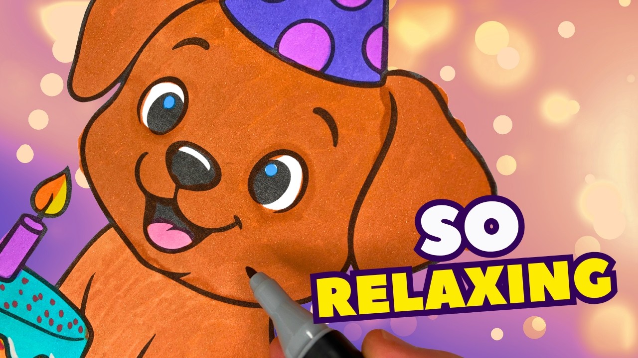Birthday Puppy Coloring 🐶🎂 Relaxing Color With Me (Free Printable PDF)