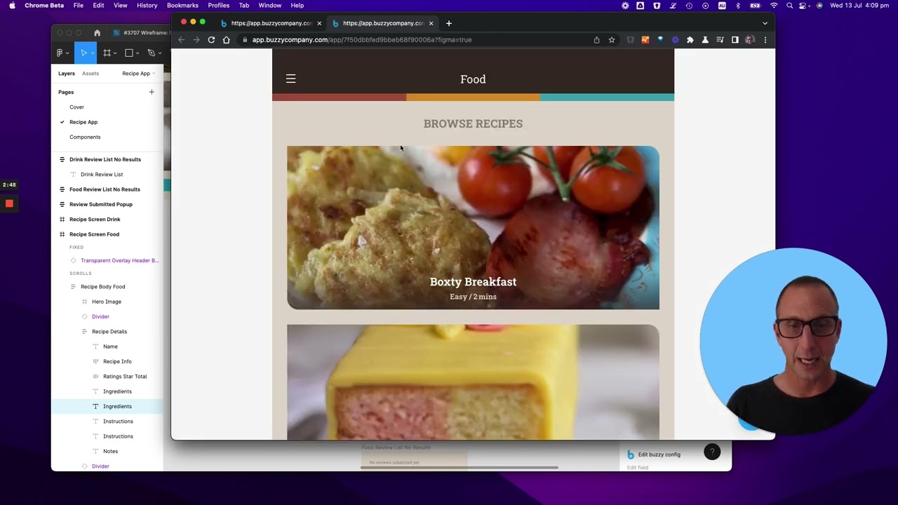Create a Food & Drink Recipe app with reviews from Figma no code